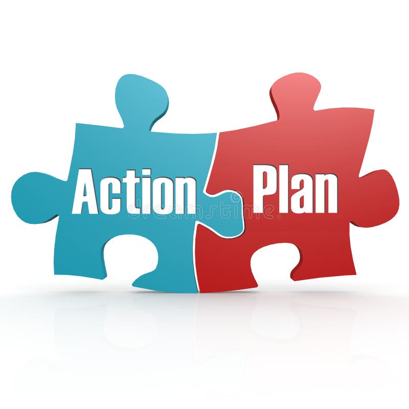 Blue and Red with Action Plan Puzzle Stock Illustration - Illustration ...