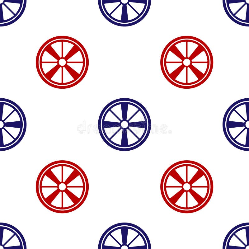 Blue and Red Alloy Wheel for a Car Icon Isolated Seamless Pattern on ...
