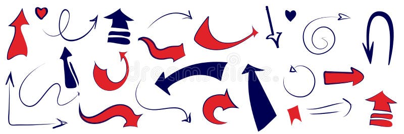 Blue and Red Arrows Isolated, Many Different Styles, Illustration Stock ...