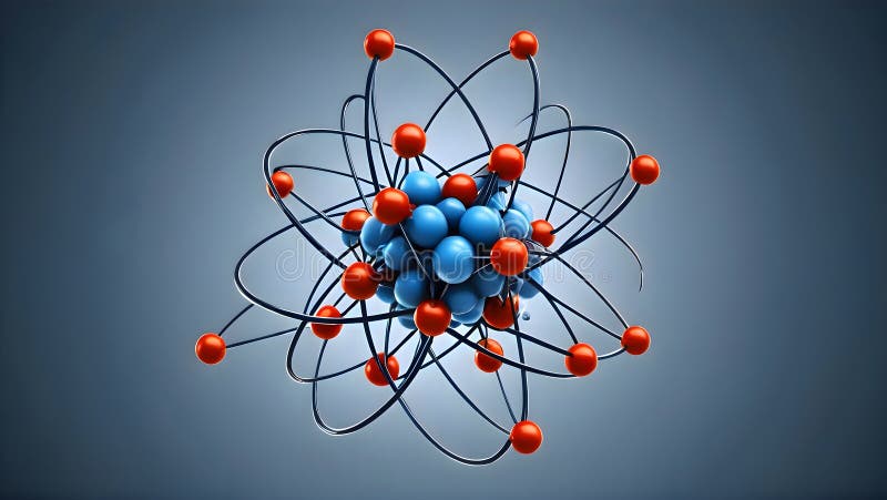 Blue and Red Atomic Model Illustration Showing Molecular Structure and ...