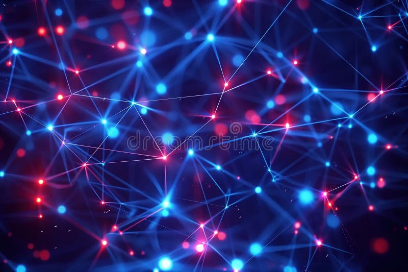 A Blue and Red Background with Many Lines and Dots. Stock Image - Image ...