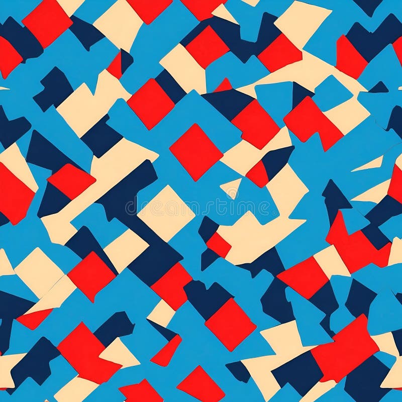 Blue and Red Background with Multiple Red and White Squares. Generative AI. Stock Illustration ...