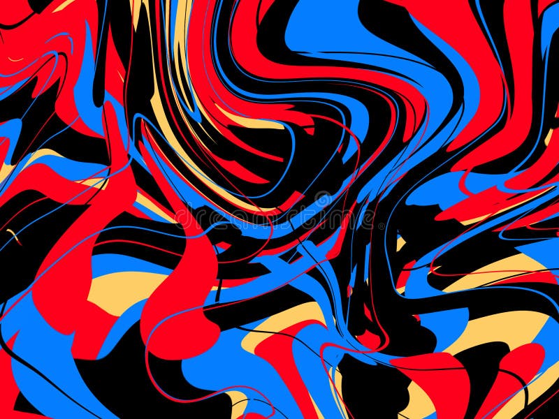 Blue and Red and Black Abstract Liquid Metallic Reflection Color ...
