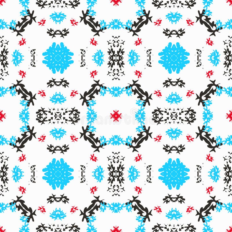 Blue Red Black Objects on White Background Seamless Pattern Vector ...