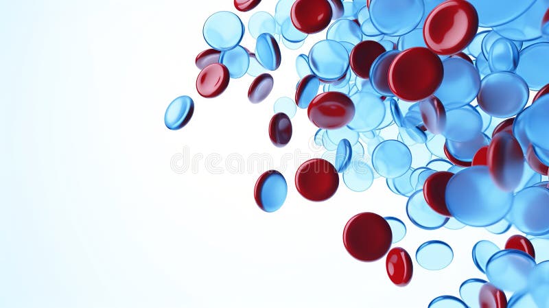 Blue and Red Blood Cells with a White Background. Stock Illustration ...