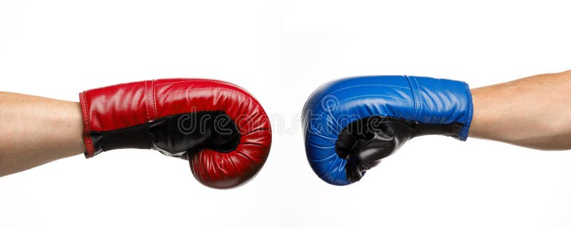 Blue and Red Boxing Gloves. Confrontation and Duel Stock Image - Image ...