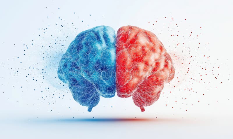 Blue and Red Brain Illustration Representing Creativity and Logic Concepts Stock Image - Image ...
