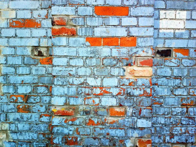 Red Blue Brick Wall As Texture Or Background. . Stock Photo - Image of ...