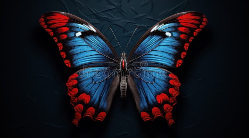 A blue and red butterfly stock image. Image of pollinator - 299490673