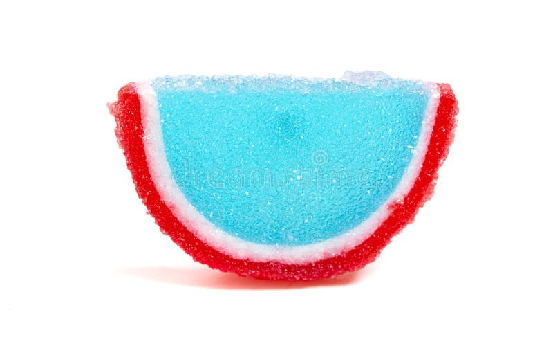 Blue and Red Candy Fruit Slice on a White Background Stock Photo ...