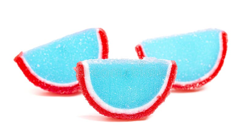 Blue and Red Candy Fruit Slice on a White Background Stock Image ...