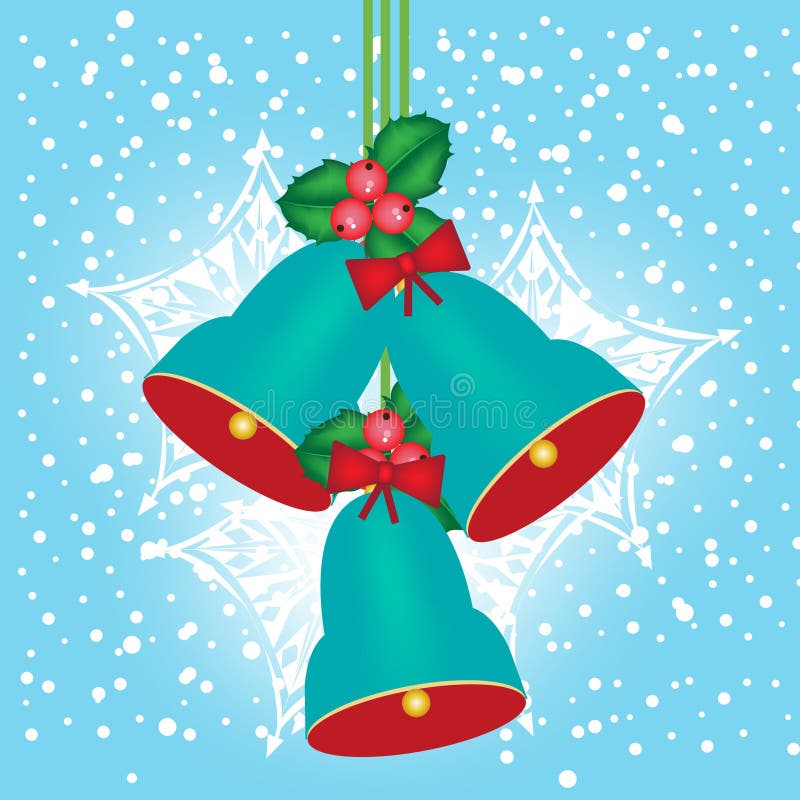 Blue red christmas bells stock vector. Illustration of text - 21430354