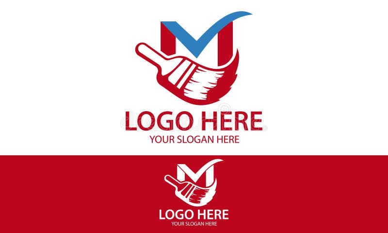 Blue and Red Color Unique Initial Letter M Brush Logo Design Stock ...