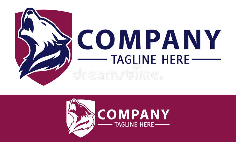 Blue and Red Color Wolf with Shield Logo Design Stock Vector ...