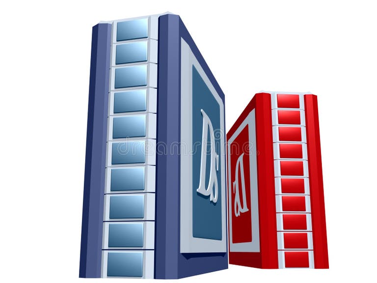 Blue and Red Computer Tower Stock Illustration - Illustration of ...