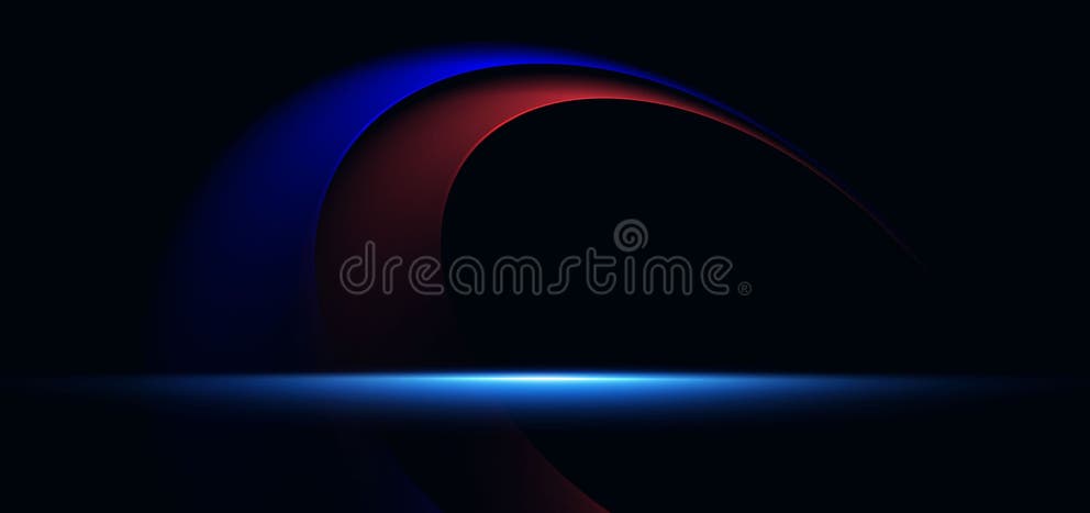 Blue and Red Curve Ray on Black Background with Blue Lighting Effect ...