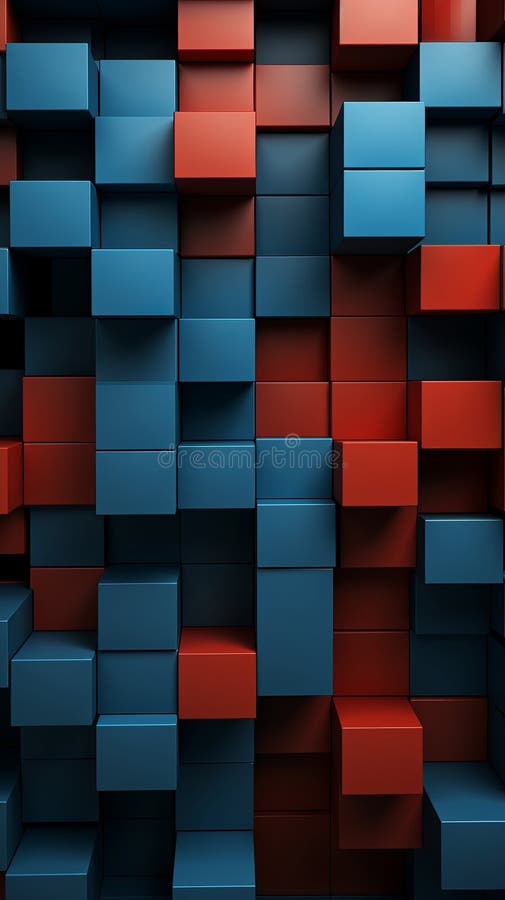 Blue and Red 3d Cubes Wallpapers Stock Illustration - Illustration of ...
