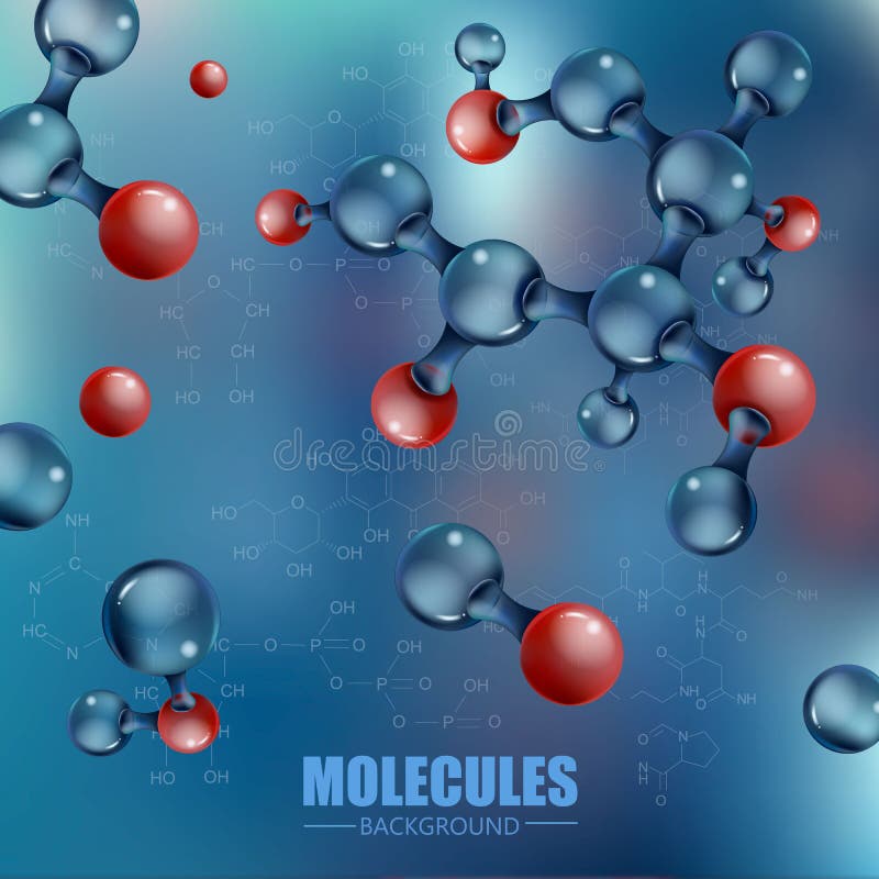 Blue with red 3d molecule stock vector. Illustration of life - 192075011