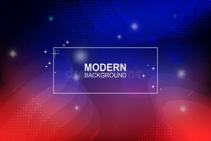 Blue and Red Design with Abstract Oval Shapes, Circles, Glitter and ...