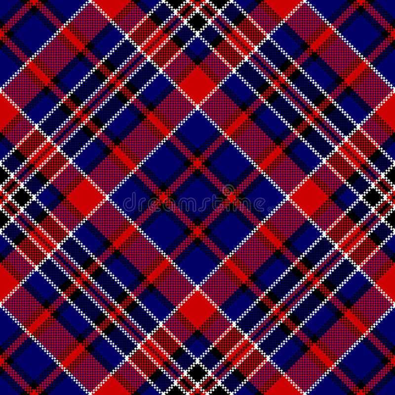 Blue Red Diagonal Check Square Pixel Seamless Pattern Stock Vector ...