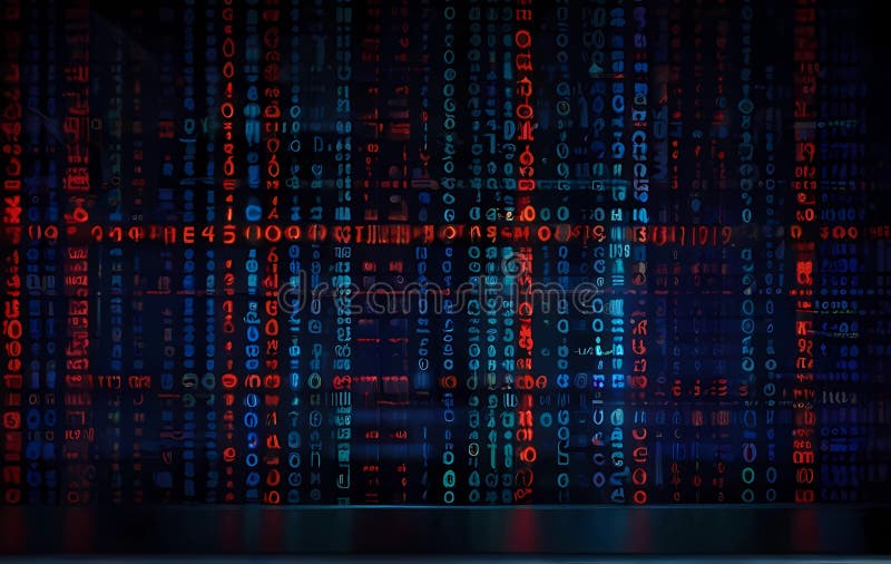 Blue and Red Digital Binary Data Stock Illustration - Illustration of ...