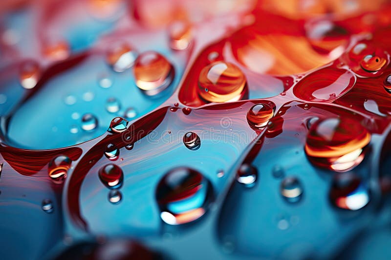 Blue and Red Drops Close-up on Background. Stock Illustration ...