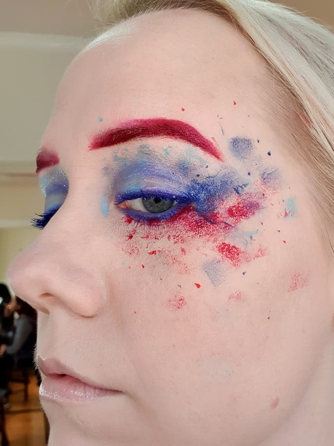 Blue and Red Editorial Makeup Stock Image - Image of pink, colorful ...
