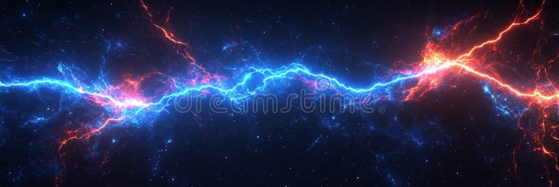 Blue and Red Electrical Discharge of Lightning, Energy Charge Thunder ...