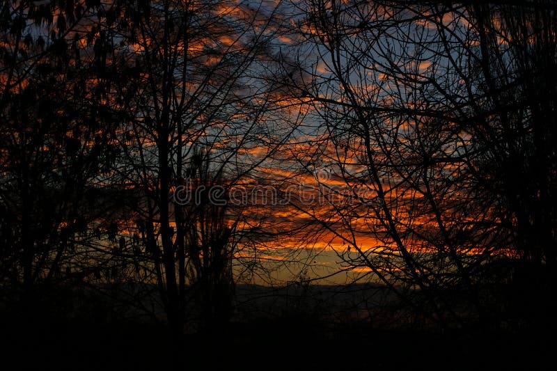 Sunset autumn sky stock image. Image of afterglow, redevening - 131576771