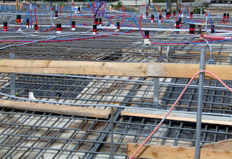 Exposed Power Lines at Building Construction Site Stock Image - Image ...