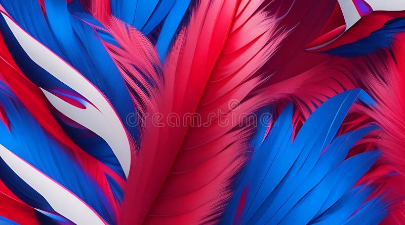 A Blue and Red Feather is Shown with Red and Blue Feathers Stock ...