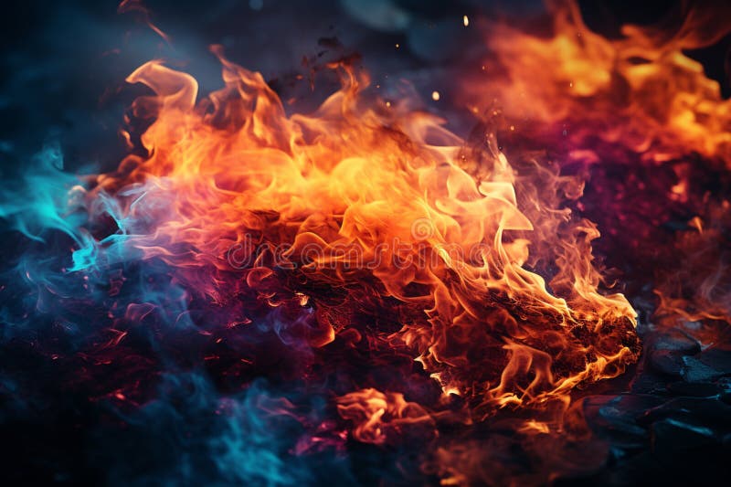 Blue and Red Fire Contrasts Black Stock Illustration - Illustration of ...