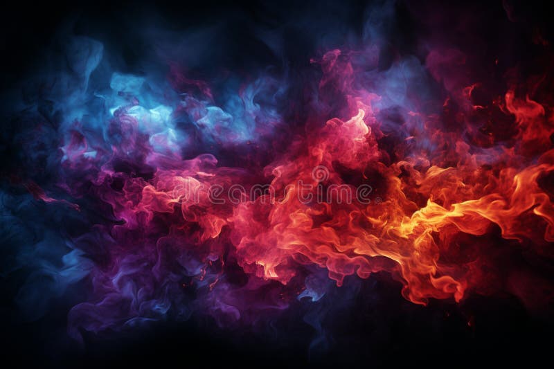 Blue and Red Fire on Dark Backdrop Stock Illustration - Illustration of ...