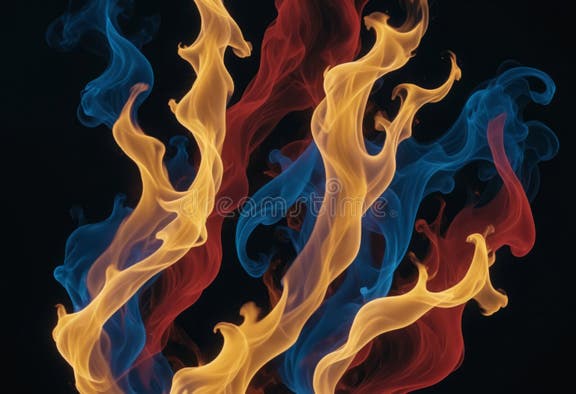 Blue and Red Fire Isolated on Black Background Stock Illustration ...