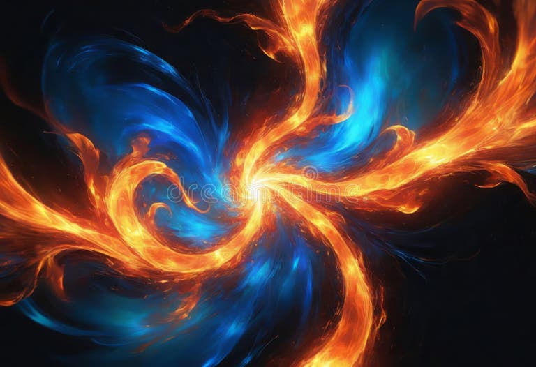 Blue and Red Fire Isolated on Black Background Stock Illustration ...