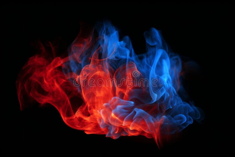 Blue and Red Fire Isolated on Black Background Stock Illustration ...