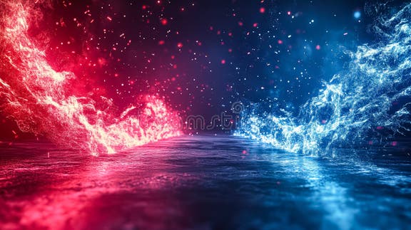 Blue and Red Fire with a Lot of Sparks Stock Photo - Image of disco ...