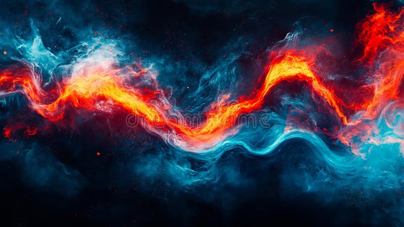 A Blue and Red Fire and Smoke on a Black Background Stock Image - Image ...