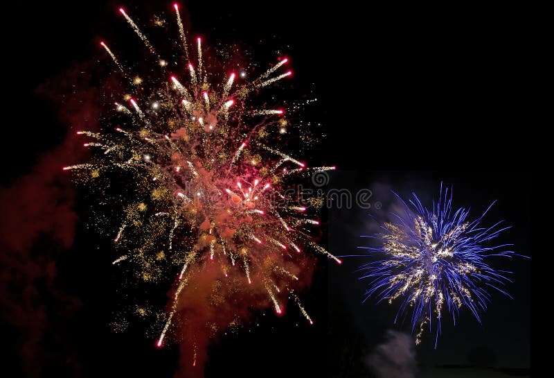 Blue and red firework stock photo. Image of firework - 35455564