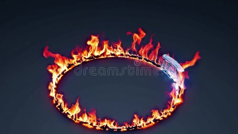 Blue and Red Flames Swirling Together Form a Captivating Fiery Ring ...