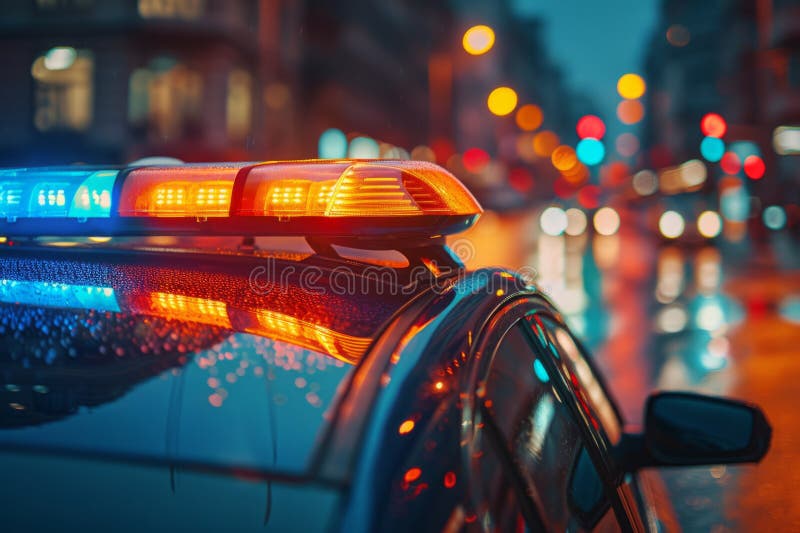 Blue Red Flashing Light of a Police Car Stock Photo - Image of ...
