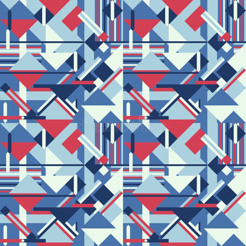 Blue and Red Geometric Seamless Pattern Stock Vector - Illustration of ...
