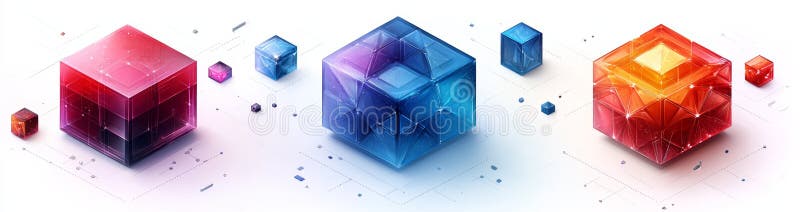 Blue and Red Glossy Glass and Plastic Icon Set in 4x4 Square 3d Shape ...