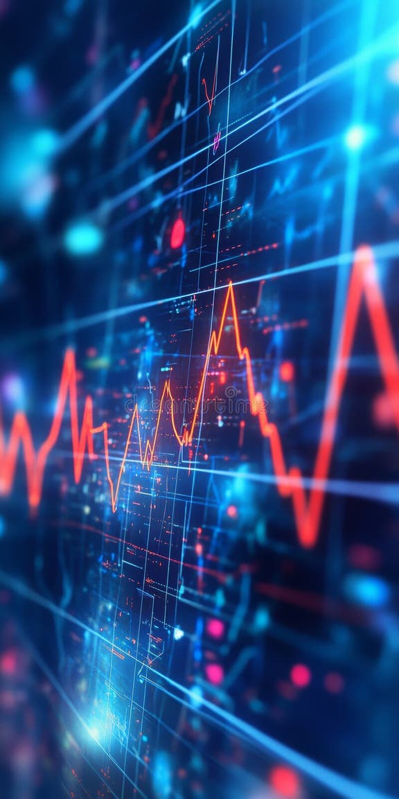 A Blue and Red Graph with a Red Line that is Going Down Stock ...