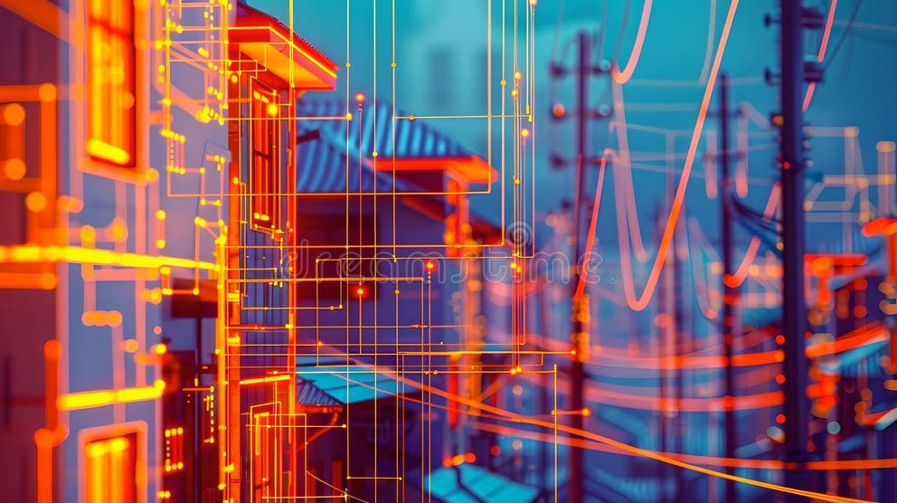 Abstract Financial Data Visualization, Blue and Red Graphs on a Digital ...