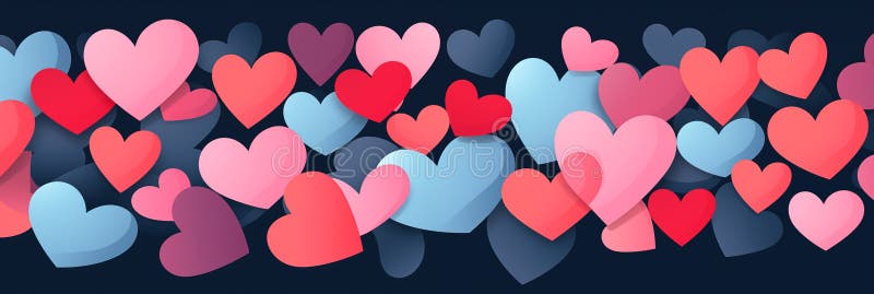 Blue and Red Hearts Pattern Background Banner. Valentine S Day ...