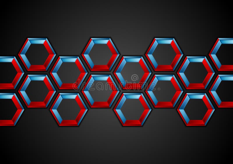 Blue and Red Hexagons Abstract Tech Background Stock Vector ...