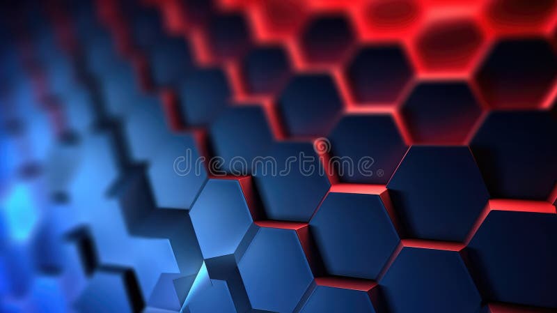 Blue Red Honeycomb Technology Background. Generative AI Stock ...
