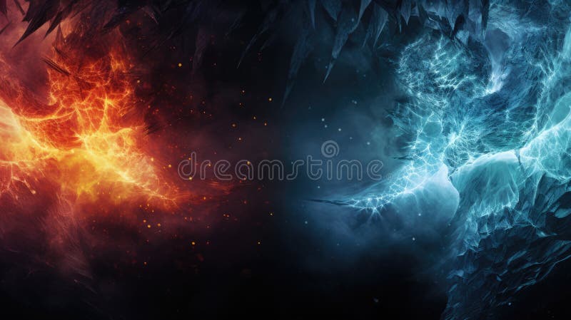 Blue and Red, Ice and Fire Background Texture, Different Kind of the ...