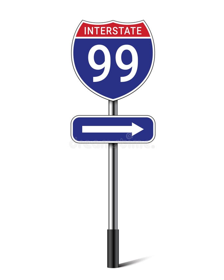 A Blue and Red Interstate Sign with the Number 99 on it Stock Vector ...